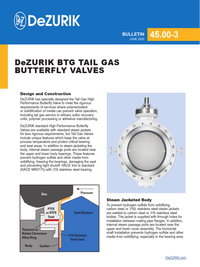 Dezurik Tail Gas High Performance Butterfly Valve BTG Dezurik BTG Tail ...