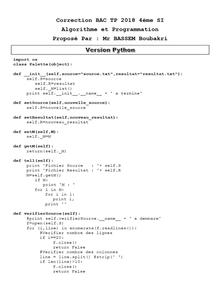 Correction BAC TP 2018 4éme SI | Download Free PDF | Computing | Computer Data