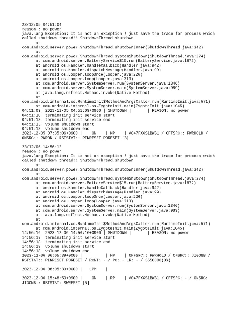 Power Off Reset Reason Backup | PDF | Java (Programming Language ...