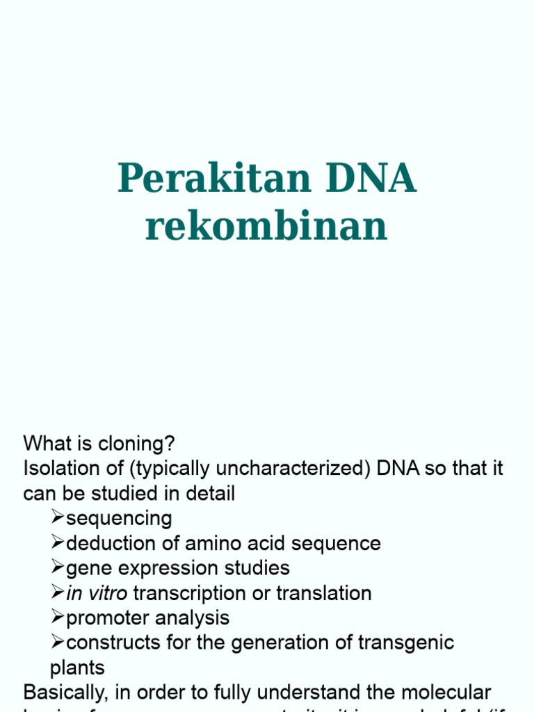 Teknik Rekombinan DNA-Cloning Gen-Plasmid-Transformasi | Download Free ...