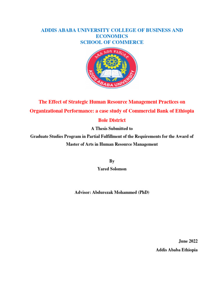 Yared Solomon | PDF | Strategic Management | Human Resource Management Yared Solomon | PDF | Strategic Management | Human Resource Management