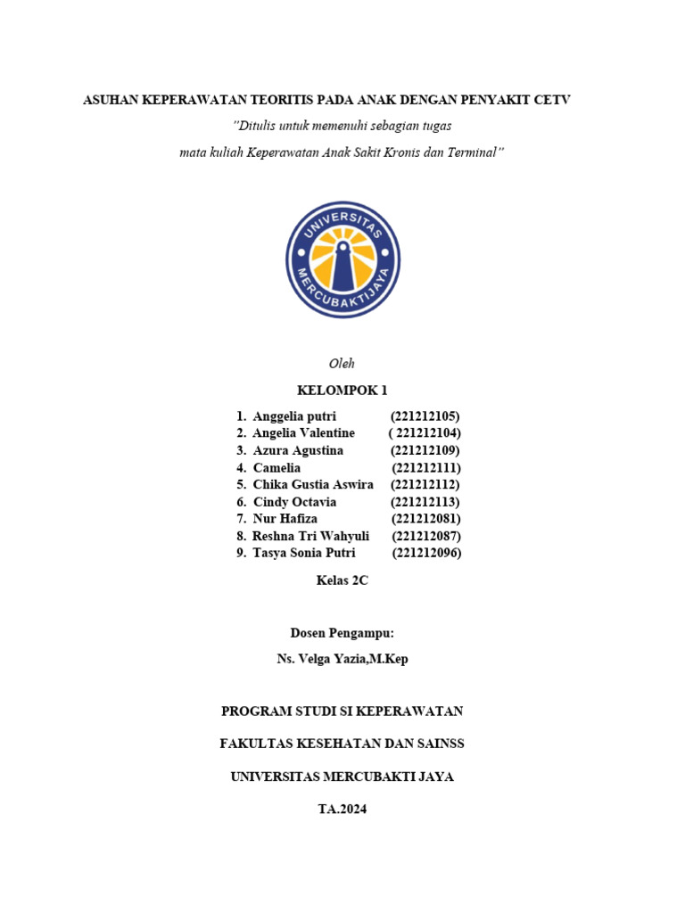 Askep Ctev Kel 1 Buk Velga (5 Point) | PDF | Kesehatan Holistik | Sains & Matematika