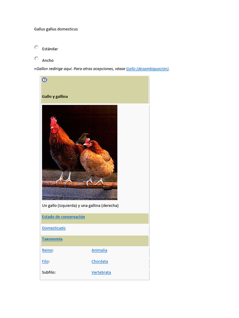 Gallus Gallus Domesticus | PDF | Pollo | Aves