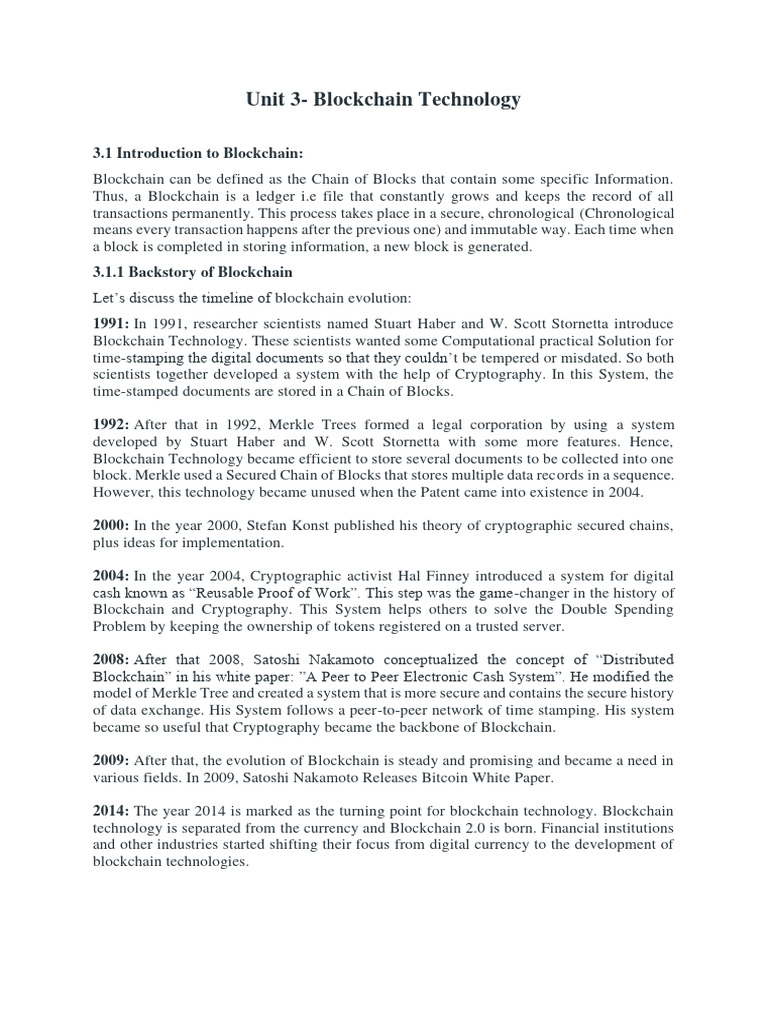 Unit 3 - Blockchain Technology | PDF | Computer Network | Bitcoin