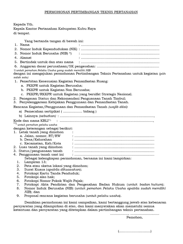 Permohonan Pertimbangan Teknis | PDF