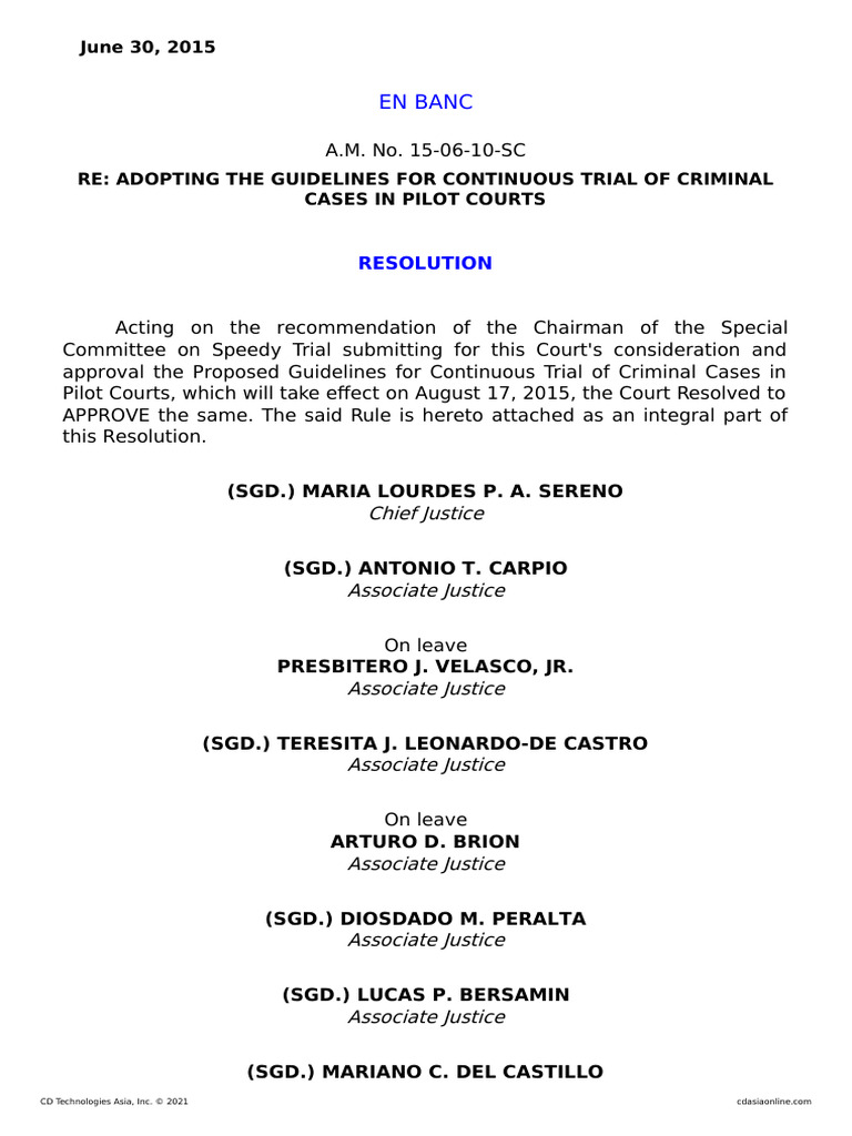 01a A.M. No. 15 06 10 SC Re Adopting The Guidelines For Continuous ...