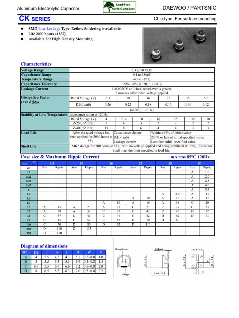 Daewoo-Partsnic (SMD) CK Series | PDF