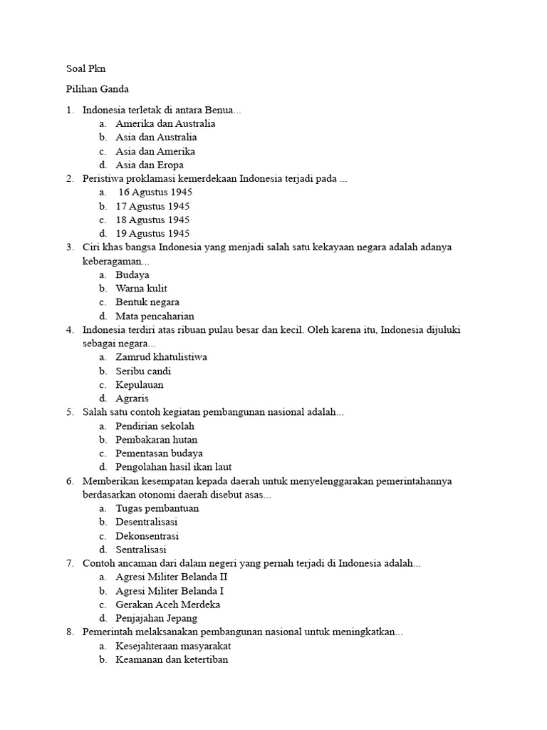 Soal PKN Pat 2024 | PDF | Politik | Ilmu Sosial