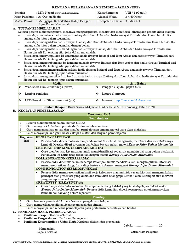 3.3 RPP I Qurdis VIII | PDF | Karier & Perkembangan