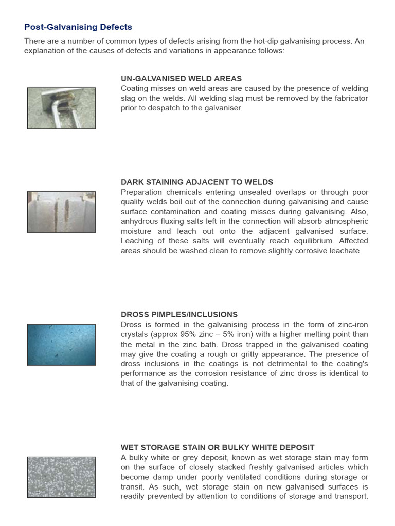 Post Galvanising Defects | PDF | Galvanization | Corrosion