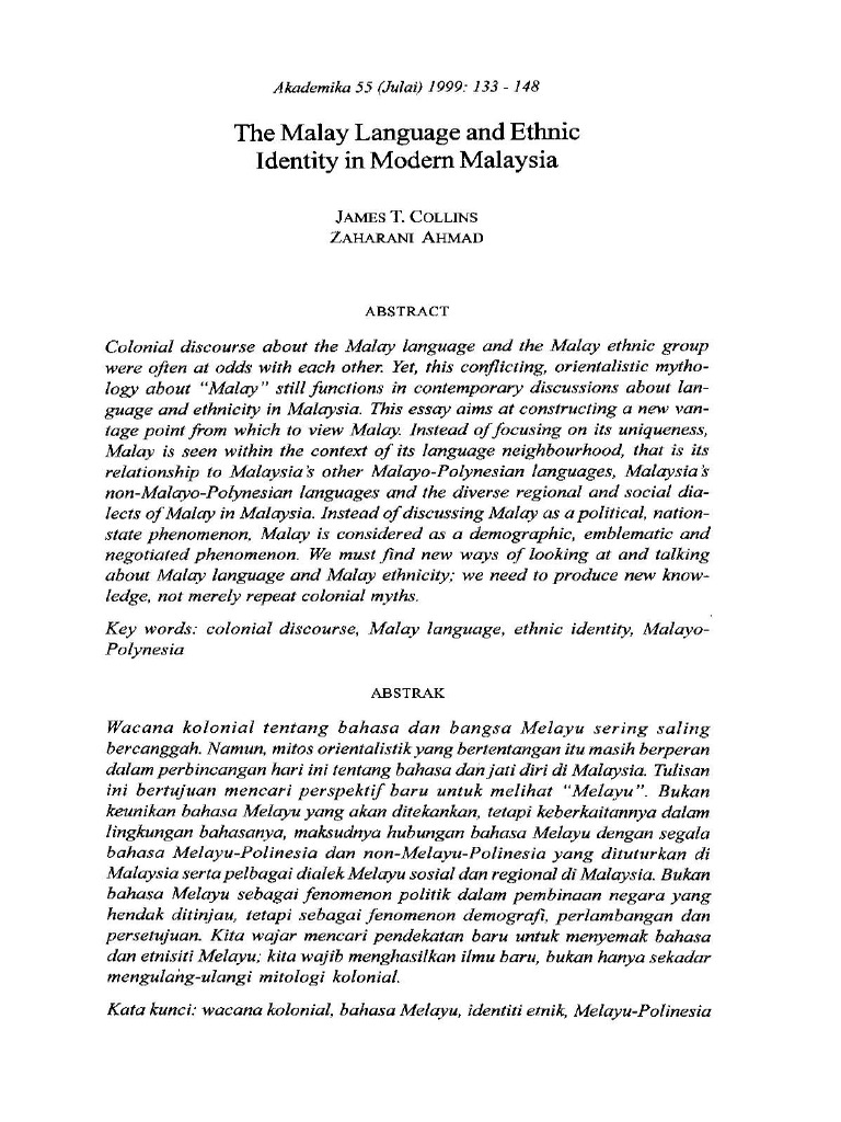 Malay Language and Identity in Malaysia | PDF | Malaysia | Dialect