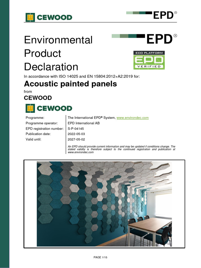 Epd-Painted Acoustic Panels | PDF | Waste Management | Recycling