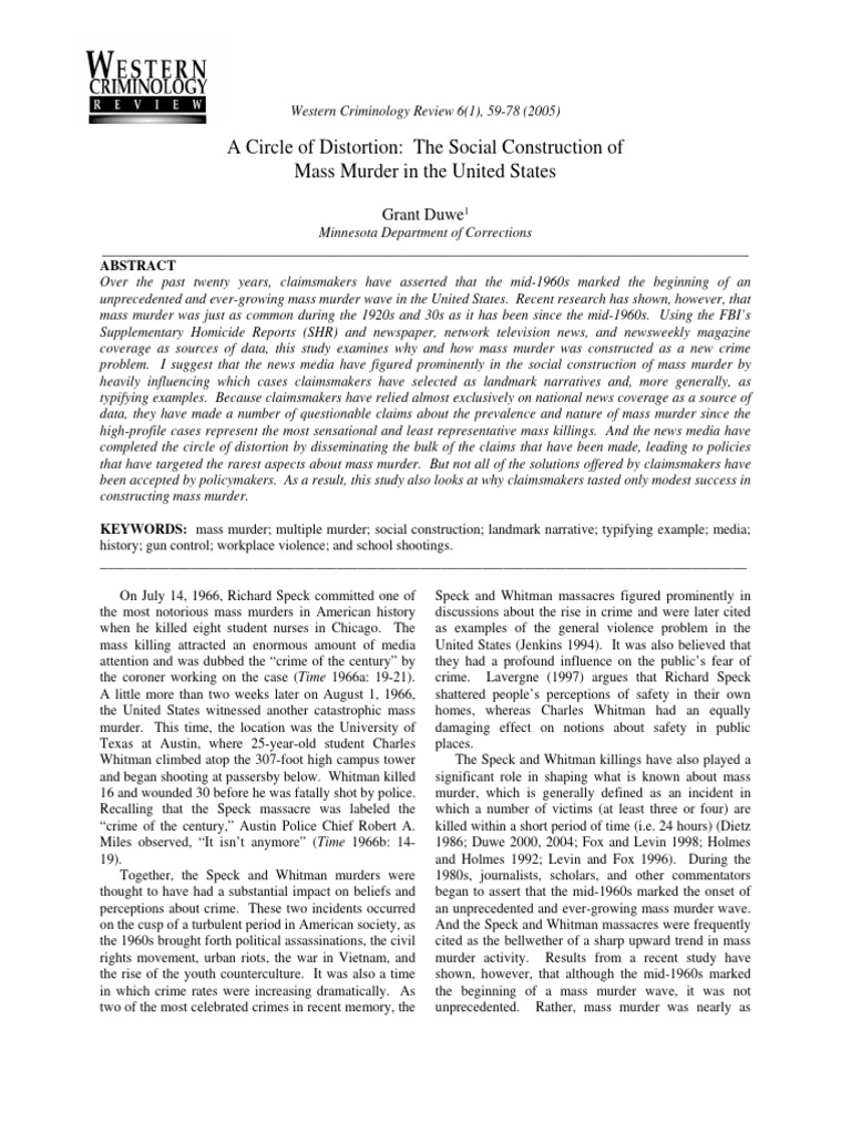 Social Construction of Mass Murder | PDF | Serial Killer | News