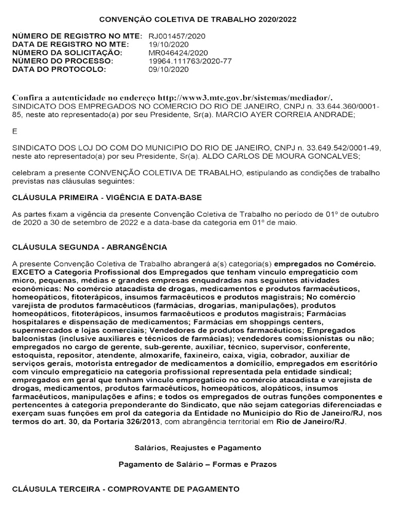 CCT Feriados 2020 2022 | PDF