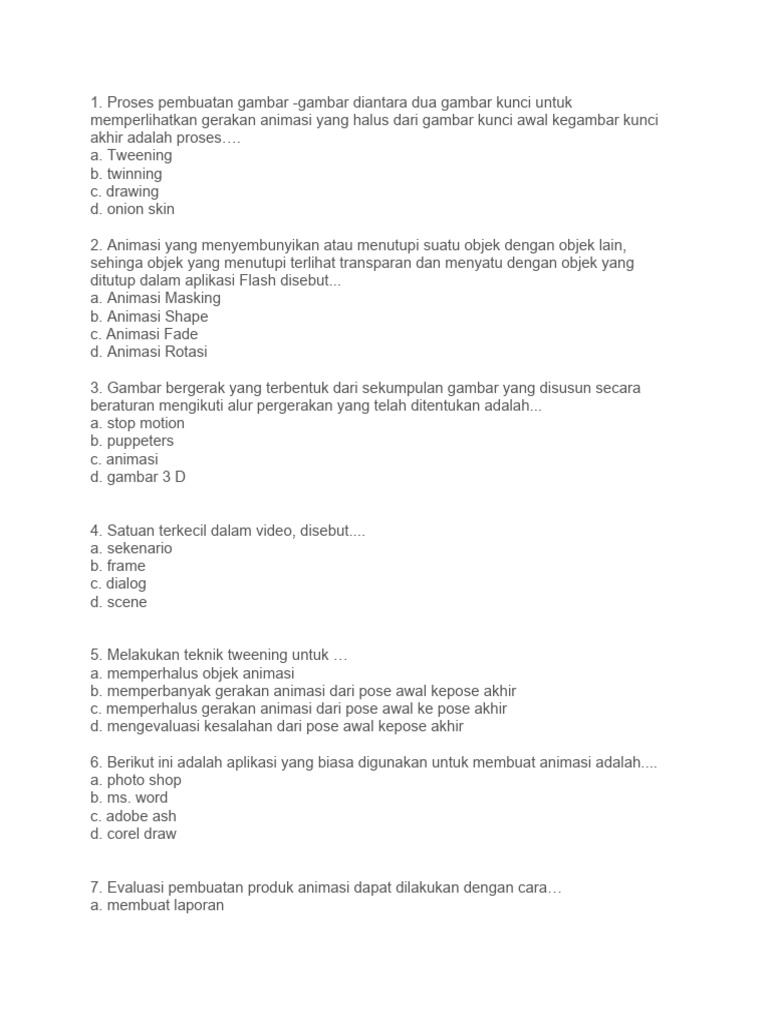 Pts Xi Animasi 2d | PDF