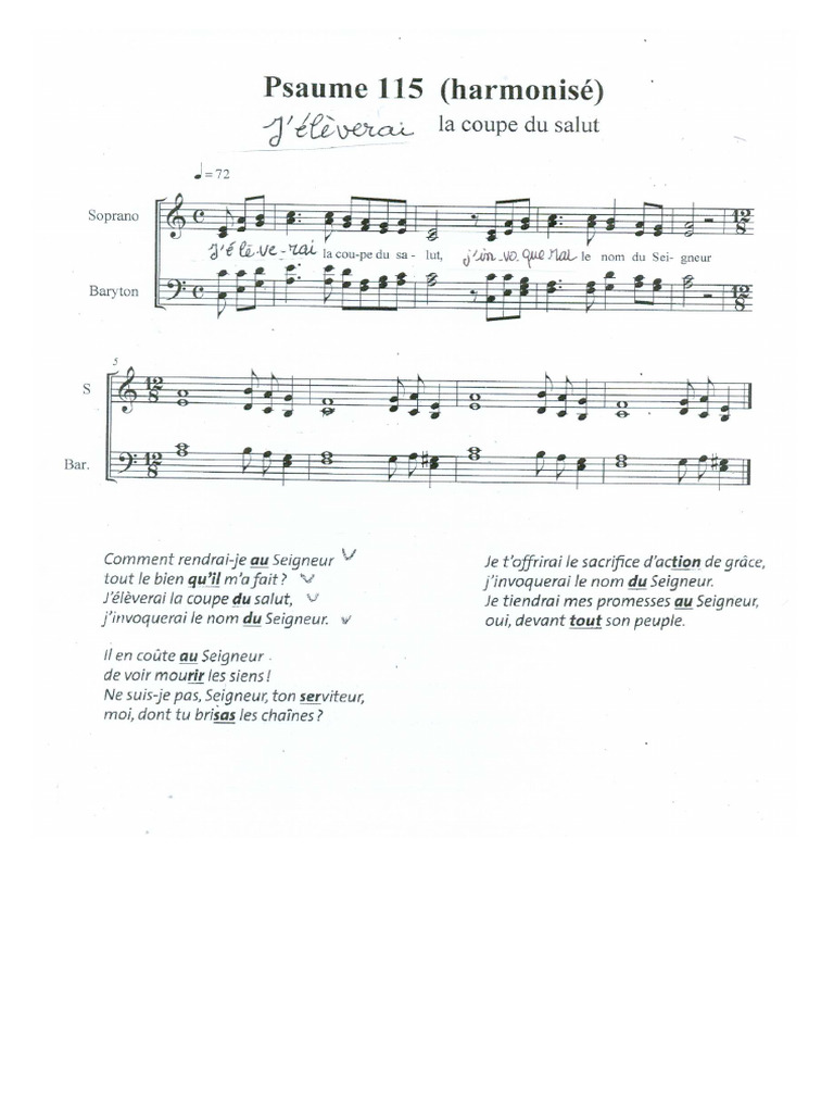 Psaume 115 Jeleverai La Coupe Du Salut PDF | PDF