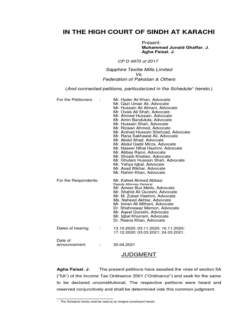 SHC - Declares Tax On Undistributed Profits Ultra Vires | PDF | Taxes ...