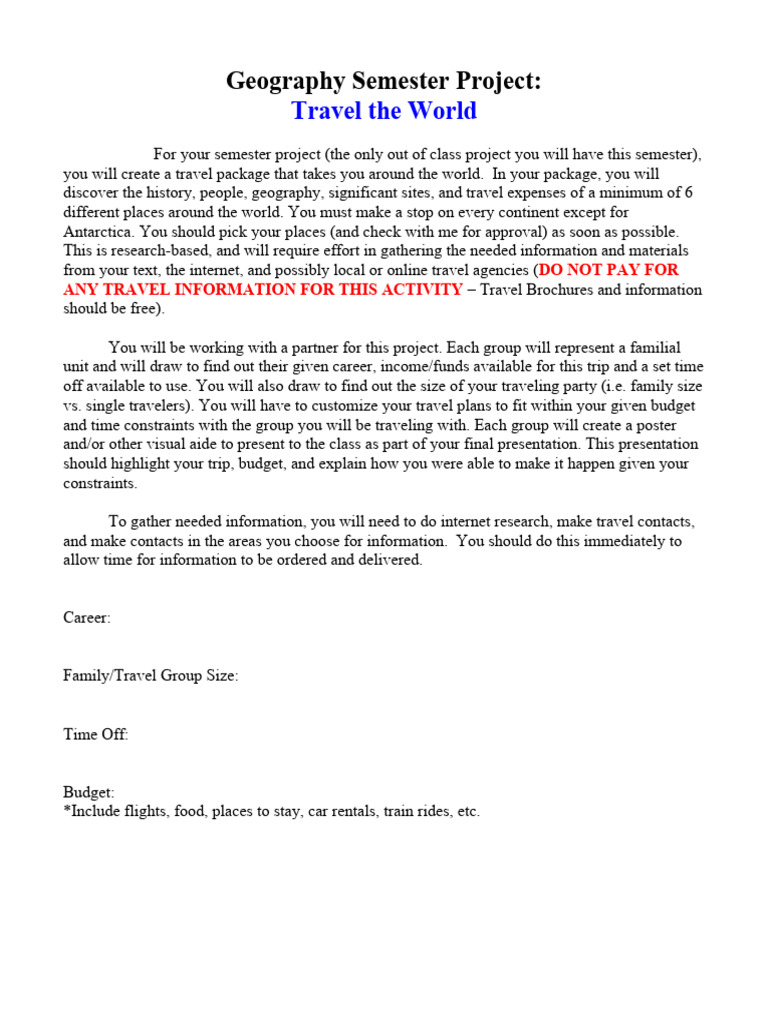 Travel The World Semester Project | PDF