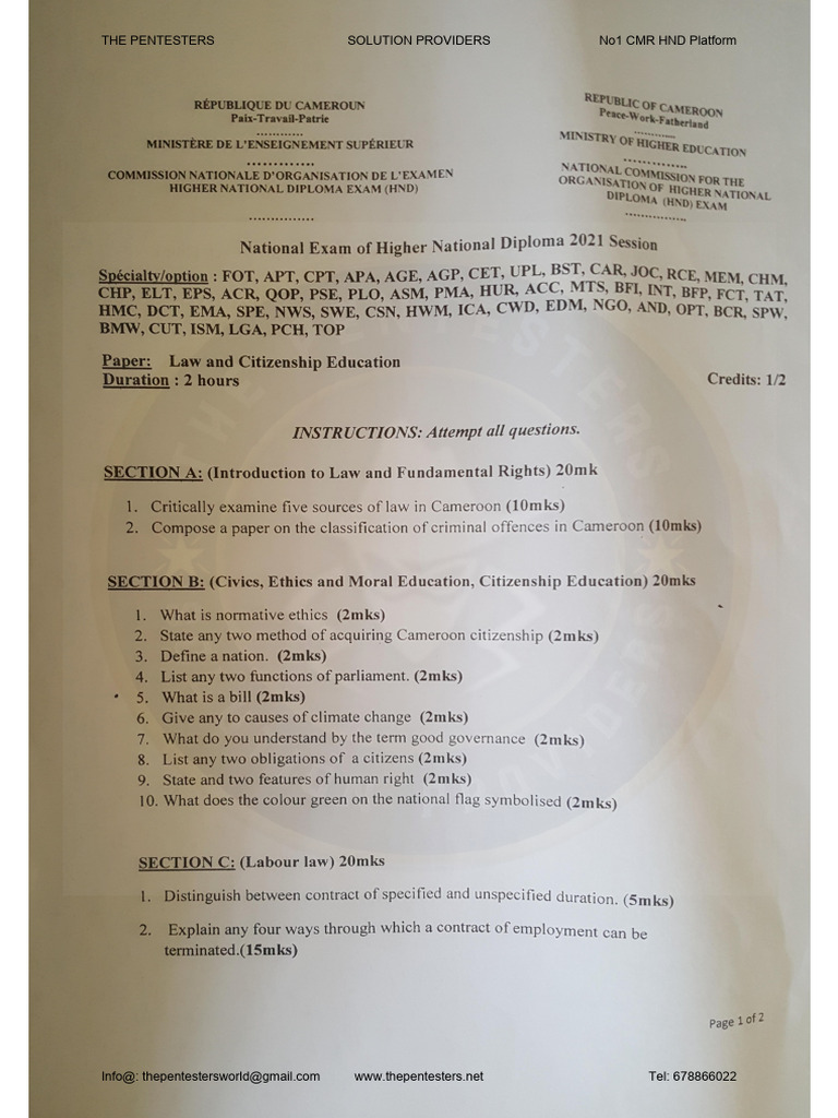 Law & Citizenship 2020 | PDF