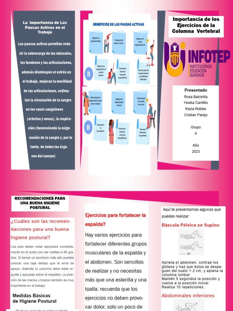 Folleto de Ejercicio de Columna Vertebral | PDF | Dolor lumbar | Abdomen