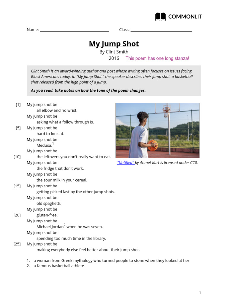 My Jump Shot-Student Copy 1 | PDF | Poetry