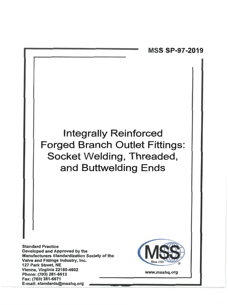 MSS SP-97-2019 (Accesorios Olet) | PDF | Pipe (Fluid Conveyance) | Plumbing