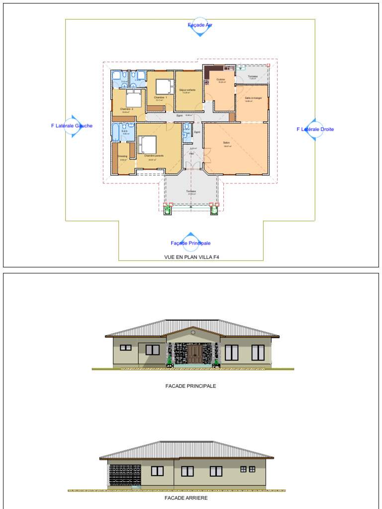 Plan de Villa F4 Moderne 80m2 | PDF | Conception architecturale ...
