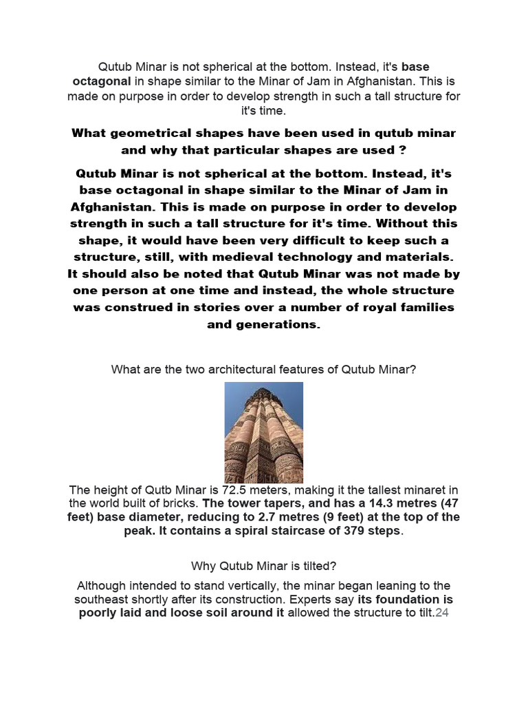 Qutub Minar: Geometry and Architecture | PDF