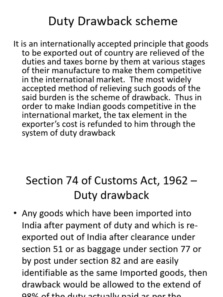 DUTY DRAWBACK.2023.Section 74 - 76 | PDF | Customs | Excise