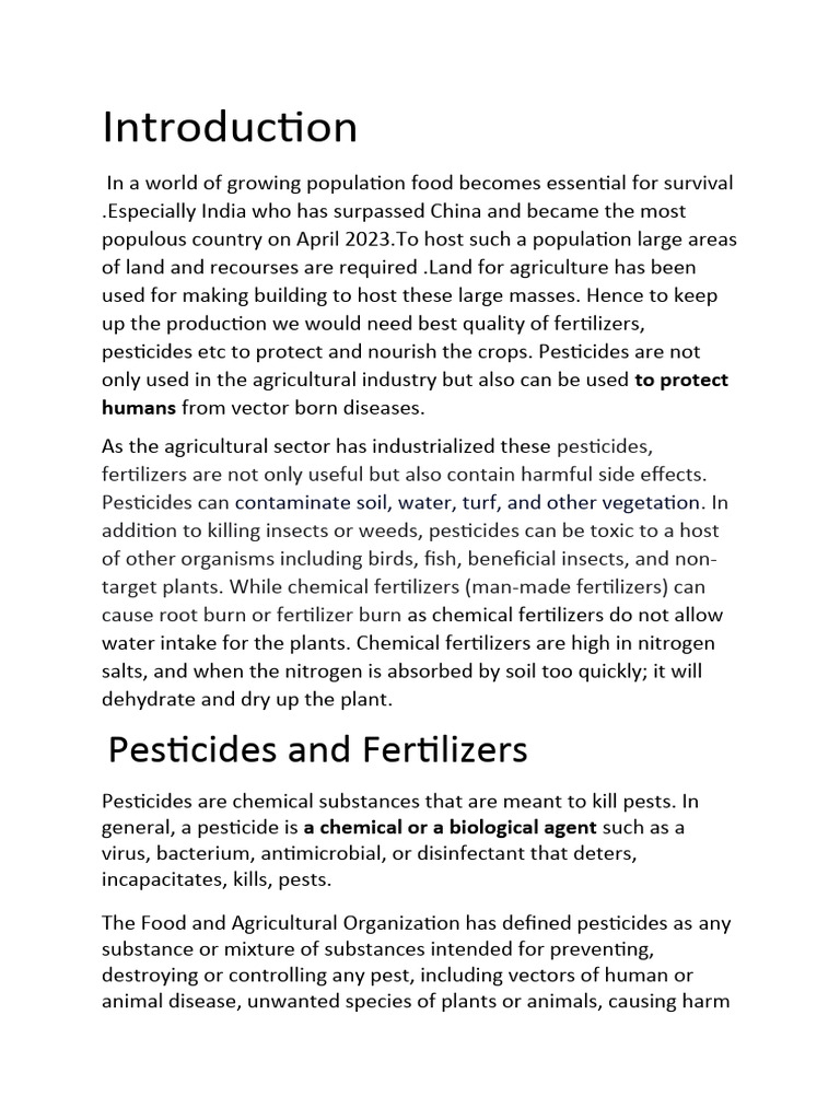 Impact of Pesticides and Fertilizers on Agriculture | PDF | Fertilizer ...