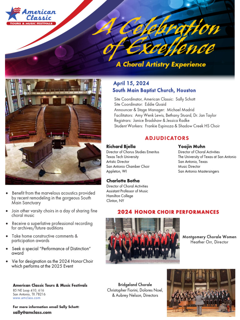 Celbration of Excellence Info Flyer | PDF | Choir | Conducting