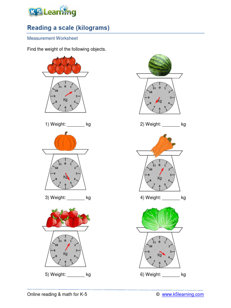 K-5 Measurement Worksheet: Weighing Objects | PDF