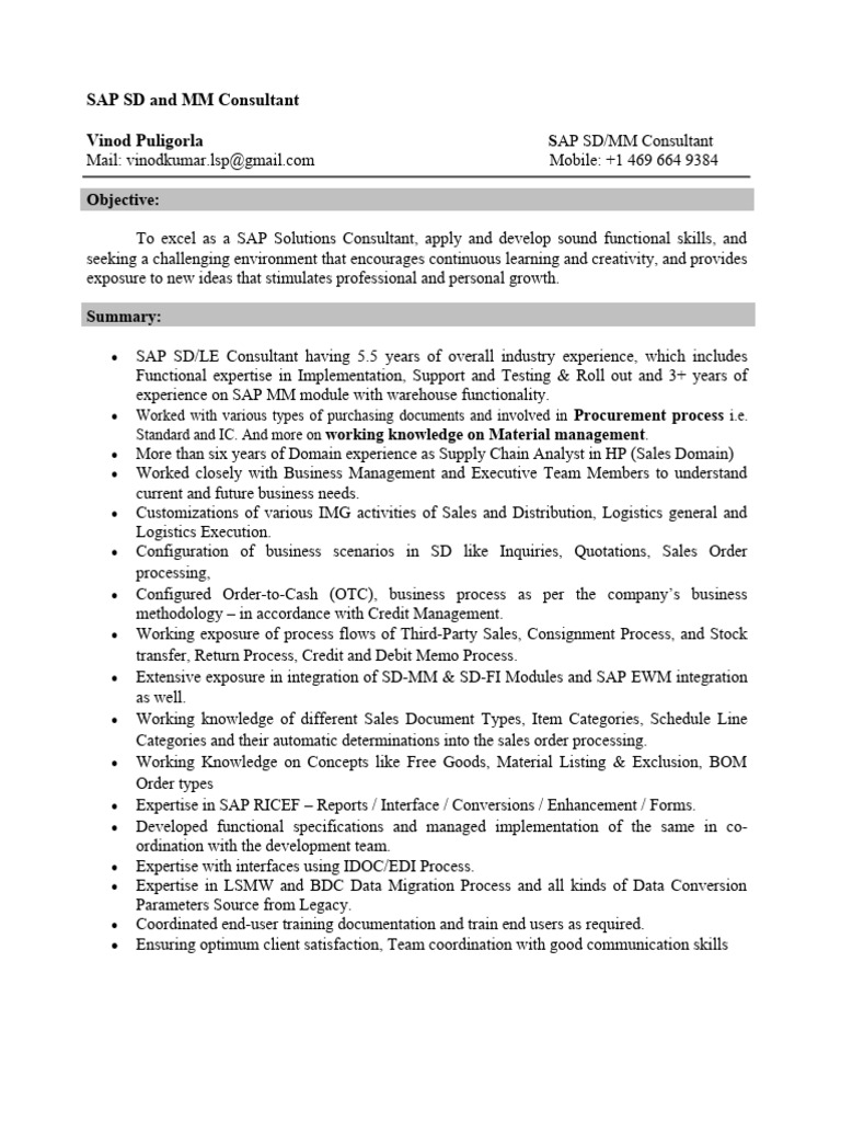 SAP SD-LE Profile | PDF | Logistics | Business