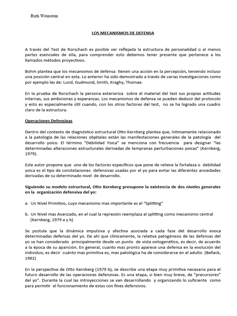 Mecanismos de Defensa | PDF | Neurosis | Mente inconsciente
