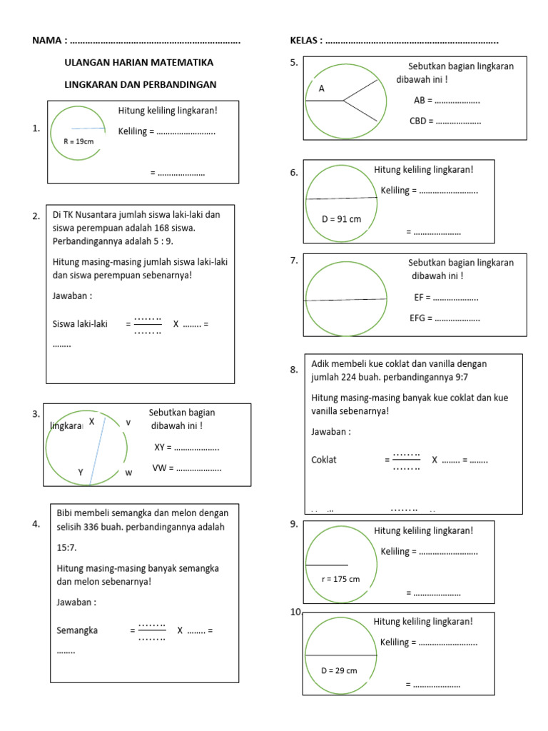 MTK Lingkaran Perbandingan | PDF