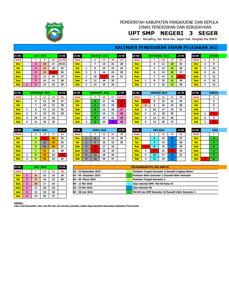 KALENDER PENDIDIKAN TP. 2023-2024 | PDF