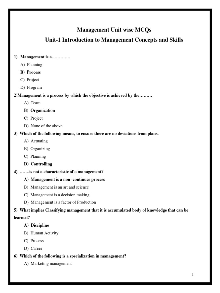 ALL Unit MCQs Man | PDF | Leadership | World Trade Organization
