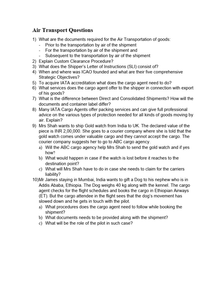PG Air Transport and DGR Questions | PDF | Dangerous Goods | Cargo