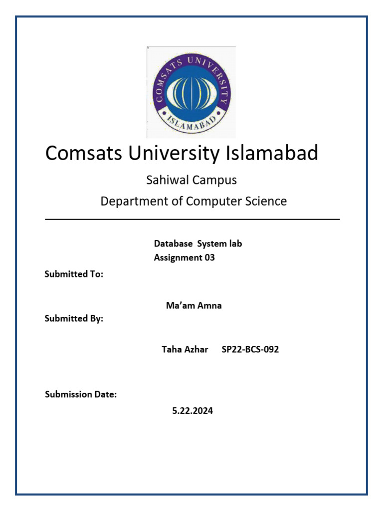 SP22-BCS-092 5B Taha Azhar ASS-3 | PDF | Security | Computer Security