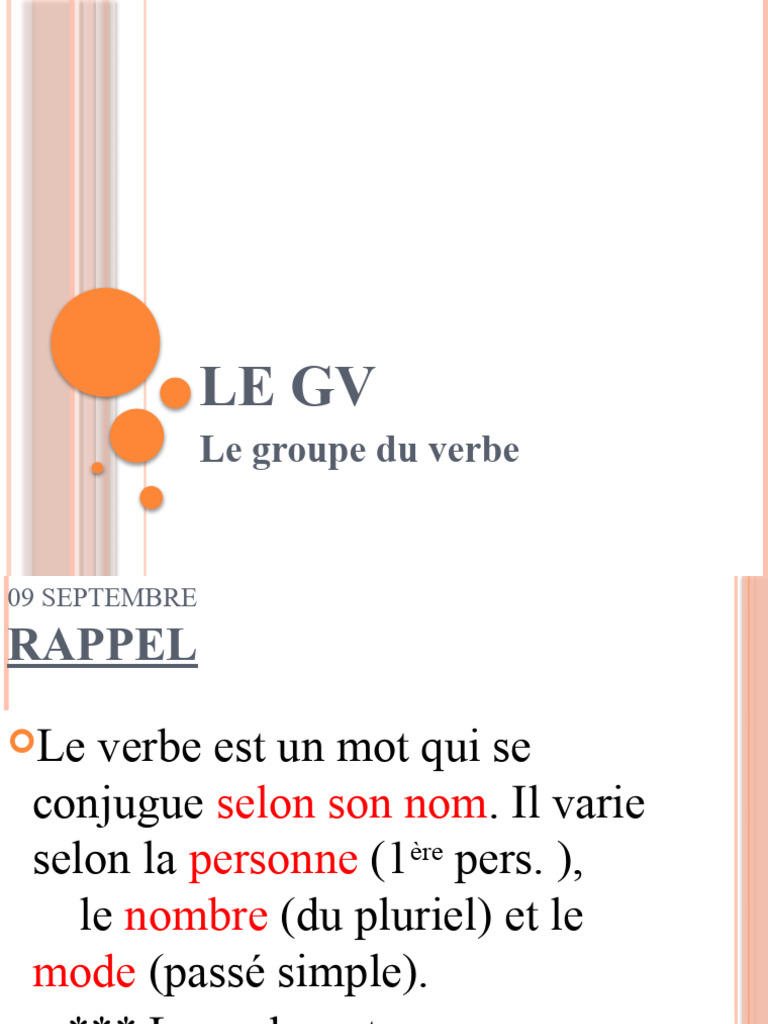 Le GV | PDF | Verbe | Nombre grammatical