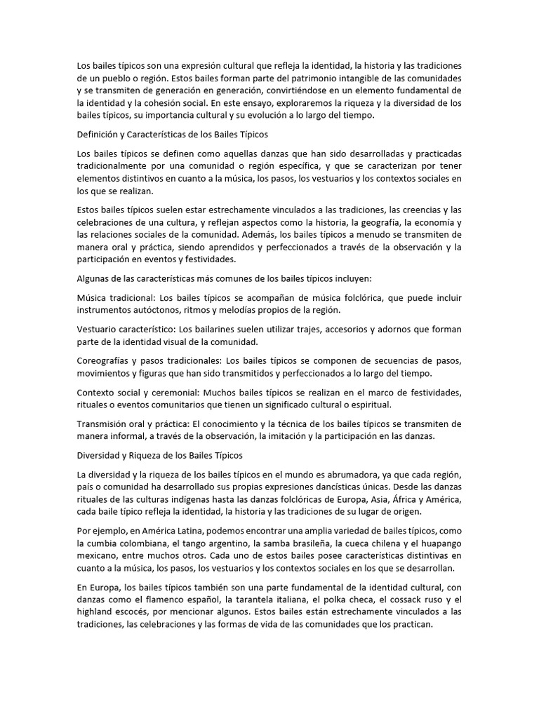 Los bailes típicos son una expresión cultural que refleja la identidad ...