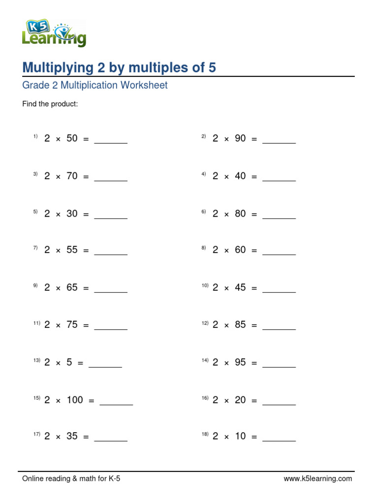 Grade 2 Multiply 2 Times Multiples Five A | PDF