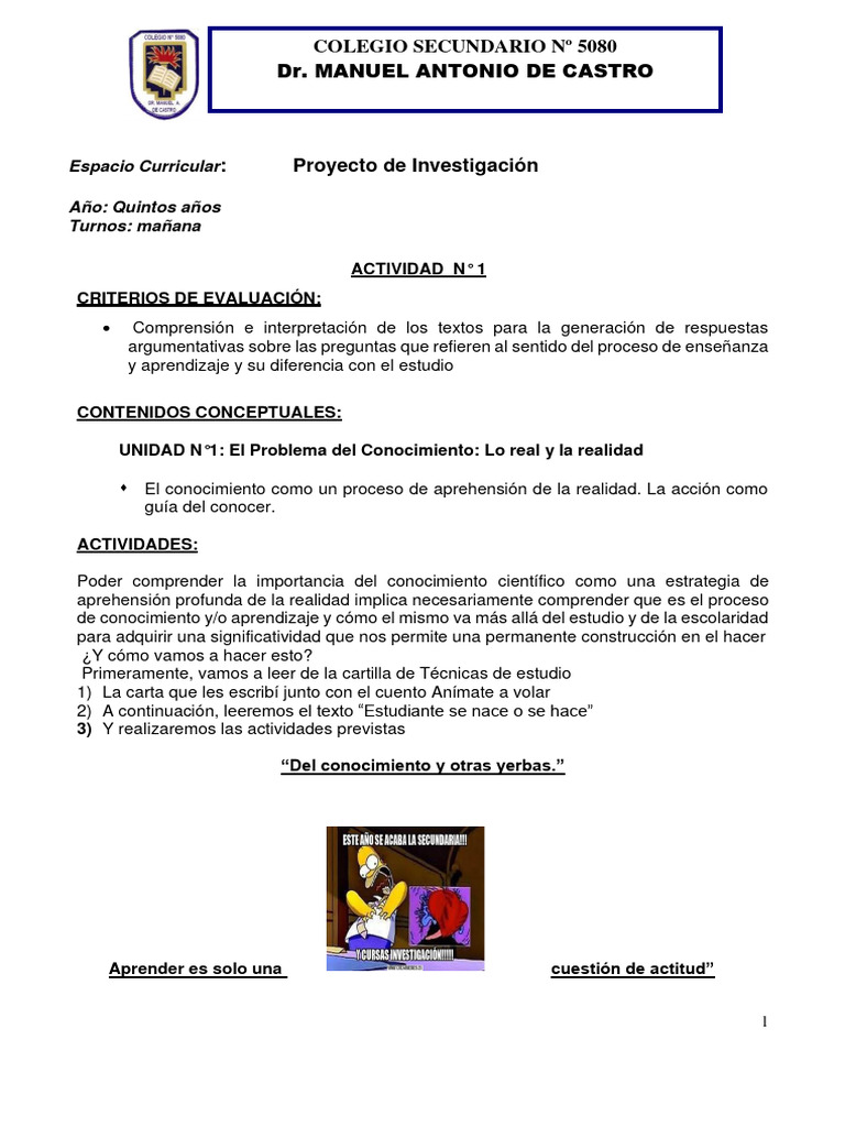 ACTIVIDAD VIRTUAL N°1 | PDF | Aprendizaje | Conocimiento