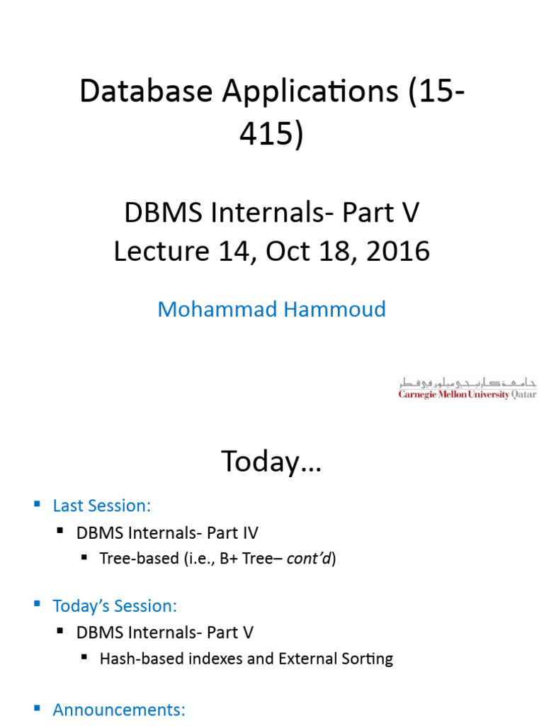 Lecture14 Hash Based Indexing And Sorting Mhh 18oct 2016 Pdf Database Index Computer 6745