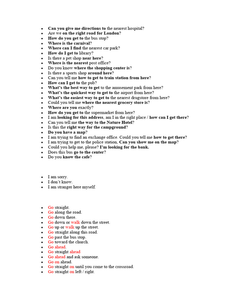 Can You Give Me Directions To The Nearest Hospital | PDF | Road ...