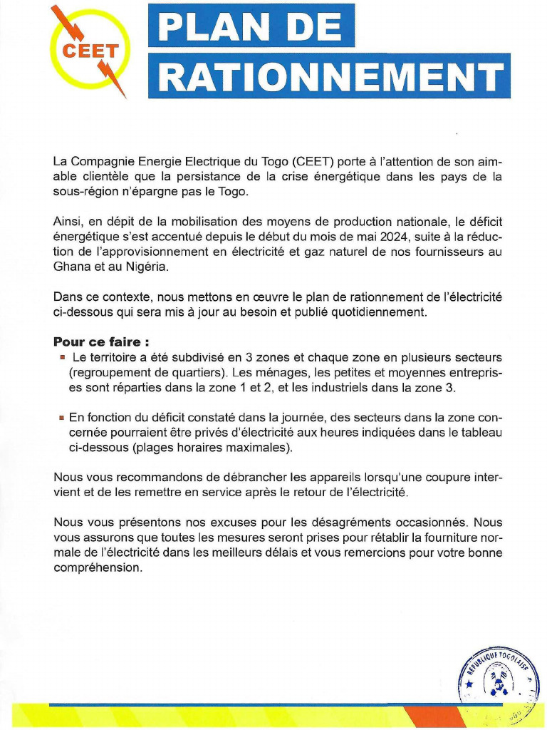 Plan de Rationnement Ceet Publication 1 - 0001 | PDF