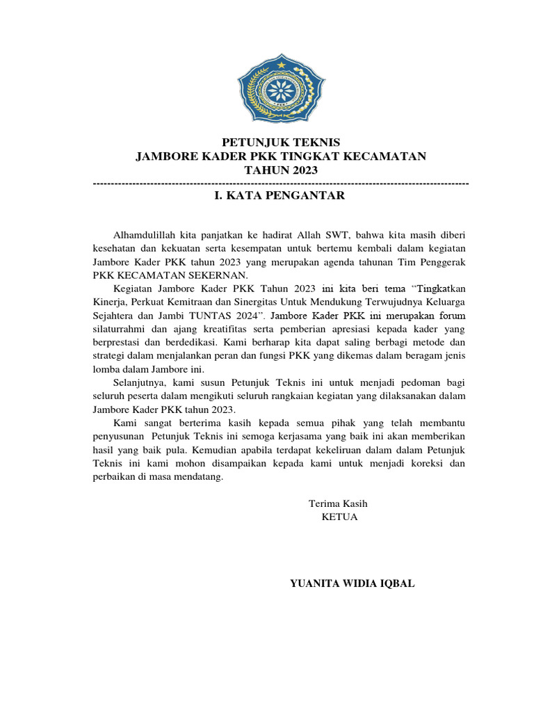 Petunjuk Teknis Jambore Kader PKK 2023 | PDF | Bisnis | Komputer