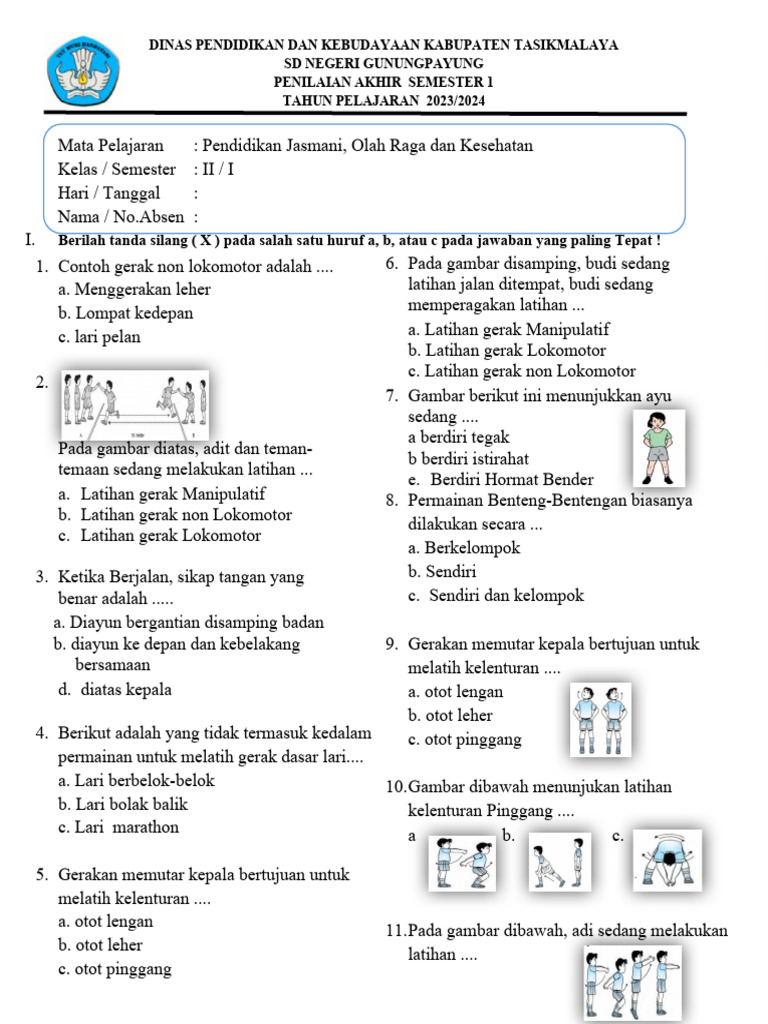 Soal PAS PJOK Kelas 2 | PDF