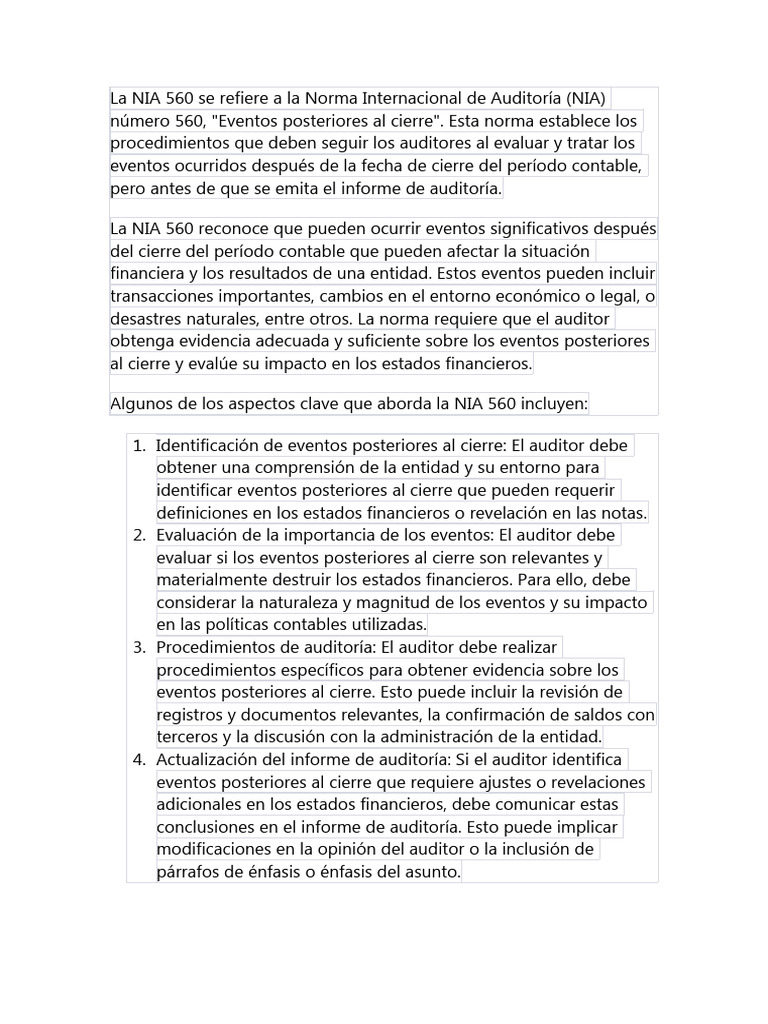 Nia 560 | PDF | Auditoría | Contralor