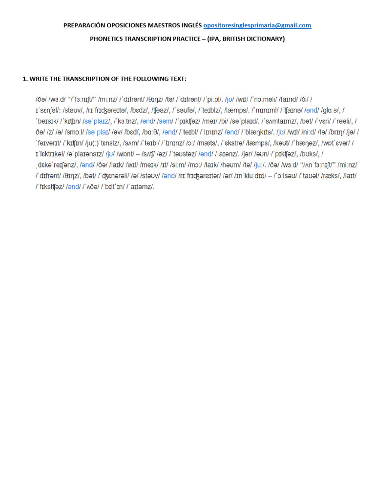 Answer Key Phonetics Transcription Practice June 23RD | PDF